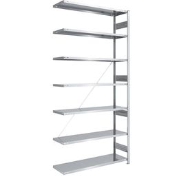 eurokraft pro Schwerlast-Steckregal, verzinkt, Regalhöhe 3000 mm, Anbauregal, BxT 1300 x 500 mm