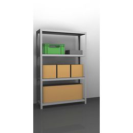 eurokraft pro Lager-Schraubregal, verzinkt, mittelschwer, Regalhöhe 1500 mm, Bodenbreite 1000 mm, Tiefe 400 mm, Grundregal