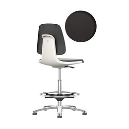 bimos Arbeitsdrehstuhl LABSIT, mit Bodengleitern und Fußring, Sitz mit Kunstlederbezug, weiß