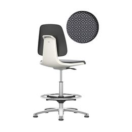 bimos Arbeitsdrehstuhl LABSIT, mit Bodengleitern und Fußring, Sitz Supertec, weiß