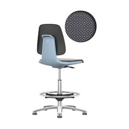 bimos Arbeitsdrehstuhl LABSIT, mit Bodengleitern und Fußring, Sitz Supertec, blau