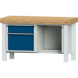 ANKE Schwerlast-Werkbank, Plattenbreite 1500 mm, mit 1 Schublade und 1 Flügeltür, Plattenstärke 100 mm