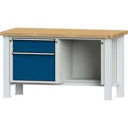 ANKE Schwerlast-Werkbank, Plattenbreite 1500 mm, mit 1 Schublade und 1 Fl&uuml;gelt&uuml;r, Plattenst&auml;rke 50 mm