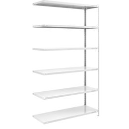 eurokraft pro Schraubregal, Bauart leicht, kunststoffbeschichtet, Regalhöhe 2500 mm, Bodenbreite 1300 mm, Tiefe 600 mm, Anbauregal