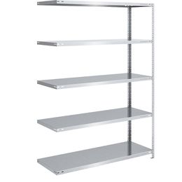 eurokraft pro Lager-Schraubregal, verzinkt, mittelschwer, Regalhöhe 2000 mm, Bodenbreite 1300 mm, Tiefe 600 mm, Anbauregal