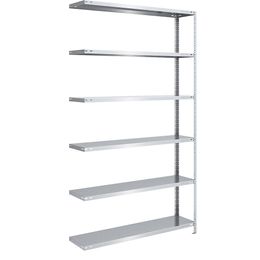 eurokraft pro Schraubregal, Bauart leicht, verzinkt, Regalhöhe 2500 mm, Bodenbreite 1300 mm, Tiefe 400 mm, Anbauregal