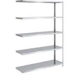 eurokraft pro Lager-Schraubregal, verzinkt, mittelschwer, Regalhöhe 2000 mm, Bodenbreite 1300 mm, Tiefe 500 mm, Anbauregal