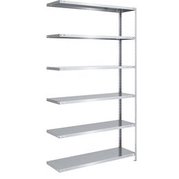 eurokraft pro Schraubregal, Bauart leicht, verzinkt, Regalhöhe 2500 mm, Bodenbreite 1300 mm, Tiefe 500 mm, Anbauregal