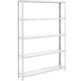 eurokraft pro Schraubregal, Bauart leicht, kunststoffbeschichtet, Regalhöhe 2000 mm, Bodenbreite 1300 mm, Tiefe 300 mm, Grundregal