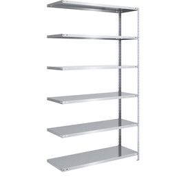 eurokraft pro Lager-Schraubregal, verzinkt, mittelschwer, Regalhöhe 2500 mm, Bodenbreite 1300 mm, Tiefe 600 mm, Anbauregal