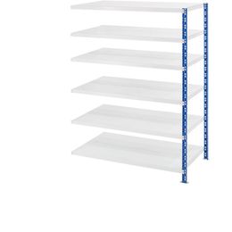 eurokraft basic Großfach-Steckregal, T 800 mm, mit Stahlblechböden, Anbauregal, HxB 1976 x 1525 mm