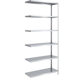 eurokraft pro Lager-Schraubregal, verzinkt, mittelschwer, Regalhöhe 2500 mm, Bodenbreite 1000 mm, Tiefe 500 mm, Anbauregal
