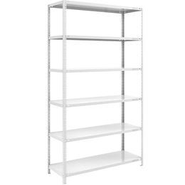 eurokraft pro Schraubregal, Bauart leicht, kunststoffbeschichtet, Regalhöhe 2500 mm, Bodenbreite 1300 mm, Tiefe 600 mm, Grundregal