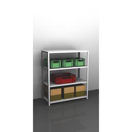 eurokraft pro Schraubregal, Bauart leicht, kunststoffbeschichtet, Regalhöhe 1500 mm, Bodenbreite 1300 mm, Tiefe 600 mm, Grundregal