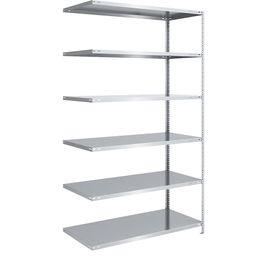 eurokraft pro Schraubregal, Bauart leicht, verzinkt, Regalhöhe 2500 mm, Bodenbreite 1300 mm, Tiefe 800 mm, Anbauregal