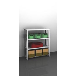 eurokraft pro Schraubregal, Bauart leicht, kunststoffbeschichtet, Regalhöhe 1500 mm, Bodenbreite 1300 mm, Tiefe 500 mm, Grundregal