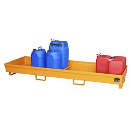 eurokraft pro Stahl-Auffangwanne mit Randprofilierung, LxBxH 2400 x 800 x 285 mm, ohne Rost, orange RAL 2000