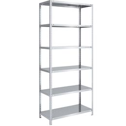 eurokraft pro Schwerlast-Schraubregal, verzinkt, Regalhöhe 2500 mm, Grundregal, Breite x Tiefe 1000 x 600 mm