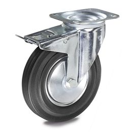 Proroll Vollgummi-Reifen, Rad-&Oslash; x Breite 80 x 25 mm, Lenkrolle mit Doppelstopp