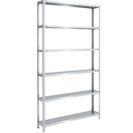 eurokraft pro Schwerlast-Schraubregal, verzinkt, Regalhöhe 2500 mm, Grundregal, Breite x Tiefe 1300 x 300 mm