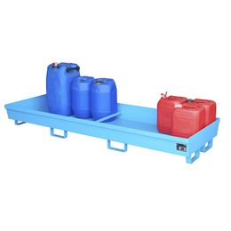 eurokraft pro Stahl-Auffangwanne mit Randprofilierung, LxBxH 2400 x 800 x 285 mm, ohne Rost, blau RAL 5012