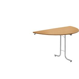 Anbautisch zu Klapptisch, Plattenform Halbkreis, 1400 x 700 mm, Gestell alufarben, Platte Buche-Dekor kaiserkraft