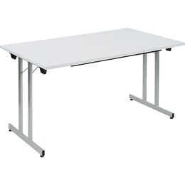 Klapptisch F25, BxT 1400 x 800 mm, Platte lichtgrau, Gestell alusilber kaiserkraft