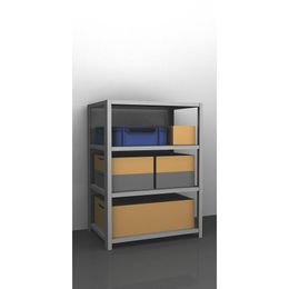eurokraft pro Lager-Schraubregal, verzinkt, mittelschwer, Regalhöhe 1500 mm, Bodenbreite 1300 mm, Tiefe 800 mm, Grundregal