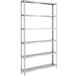 eurokraft pro Schraubregal, Bauart leicht, verzinkt, Regalhöhe 2500 mm, Bodenbreite 1300 mm, Tiefe 300 mm, Grundregal