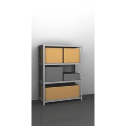 eurokraft pro Schwerlast-Schraubregal, verzinkt, Regalhöhe 1500 mm, Grundregal, Breite x Tiefe 1300 x 500 mm