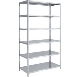 eurokraft pro Schraubregal, Bauart leicht, verzinkt, Regalhöhe 2500 mm, Bodenbreite 1300 mm, Tiefe 800 mm, Grundregal