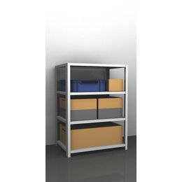 eurokraft pro Lager-Schraubregal, RAL 7035, mittelschwer, Regalhöhe 1500 mm, Bodenbreite 1300 mm, Tiefe 800 mm, Grundregal