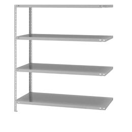 eurokraft pro Lager-Schraubregal, RAL 7035, mittelschwer, Regalhöhe 1500 mm, Bodenbreite 1300 mm, Tiefe 600 mm, Anbauregal