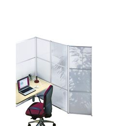 eurokraft pro Stellwand- und Paraventsystem, HxBxT 1800 x 1000 x 18 mm, ESG-Glas weiß matt