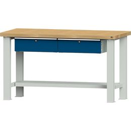 ANKE Schwerlast-Werkbank, Plattenbreite 1500 mm, mit 2 Schubladen, Plattenst&auml;rke 50 mm