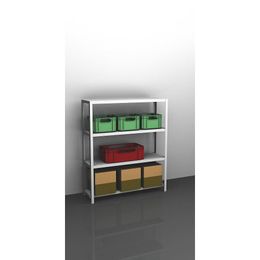 eurokraft pro Schraubregal, Bauart leicht, kunststoffbeschichtet, Regalhöhe 1500 mm, Bodenbreite 1300 mm, Tiefe 400 mm, Grundregal