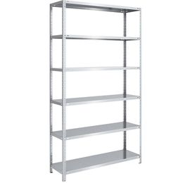 eurokraft pro Schwerlast-Schraubregal, verzinkt, Regalhöhe 2500 mm, Grundregal, Breite x Tiefe 1300 x 500 mm
