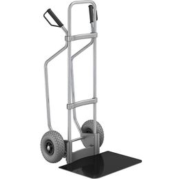 eurokraft pro Sackkarre mit Kufen, verzinkt, Schaufel-BxT 450 x 500 mm, schwarz, PU-Bereifung, ab 5 Stk