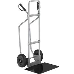eurokraft pro Sackkarre mit Kufen, verzinkt, Schaufel-BxT 450 x 500 mm, schwarz, Luftbereifung, ab 5 Stk