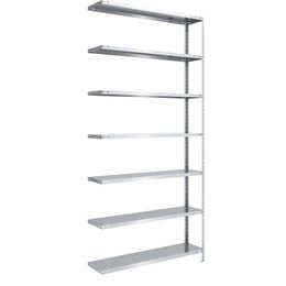 eurokraft pro Lager-Schraubregal, verzinkt, mittelschwer, Regalhöhe 3000 mm, Bodenbreite 1300 mm, Tiefe 400 mm, Anbauregal