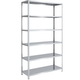 eurokraft pro Schwerlast-Schraubregal, verzinkt, Regalhöhe 2500 mm, Grundregal, Breite x Tiefe 1300 x 600 mm