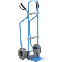 eurokraft pro Sackkarre mit Kufen, blau, Schaufel-BxT 280 x 250 mm, blau, PU-Bereifung, ab 5 Stk