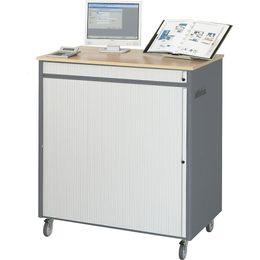 Rau Computer-Arbeitsplatz, HxBxT 1100 x 1030 x 660 mm, fahrbar, anthrazit-metallic / enzianblau