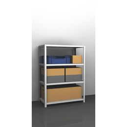 eurokraft pro Lager-Schraubregal, RAL 7035, mittelschwer, Regalhöhe 1500 mm, Bodenbreite 1300 mm, Tiefe 600 mm, Grundregal