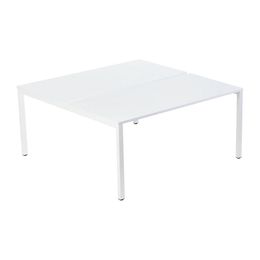 easyDesk 2er-Teamschreibtisch, Breite 1400 mm, Tiefe 600 / 1260 mm, weiß