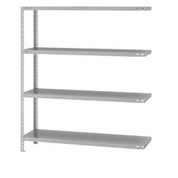 eurokraft pro Lager-Schraubregal, RAL 7035, mittelschwer, Regalhöhe 1500 mm, Bodenbreite 1300 mm, Tiefe 400 mm, Anbauregal