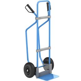 eurokraft pro Sackkarre mit Kufen, blau, Schaufel-BxT 280 x 250 mm, blau, Luftbereifung, ab 5 Stk