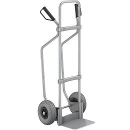 eurokraft pro Sackkarre mit Kufen, verzinkt, Schaufel-BxT 280 x 250 mm, verzinkt, PU-Bereifung, ab 5 Stk