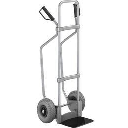 eurokraft pro Sackkarre mit Kufen, verzinkt, Schaufel-BxT 280 x 250 mm, schwarz, PU-Bereifung, ab 5 Stk
