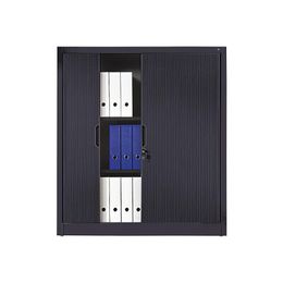 C+P Rollladenschrank mit Horizontal-Jalousie, HxBxT 1345 x 1200 x 420 mm, 3 Fachböden, 3,5 Ordnerhöhen, schwarzgrau